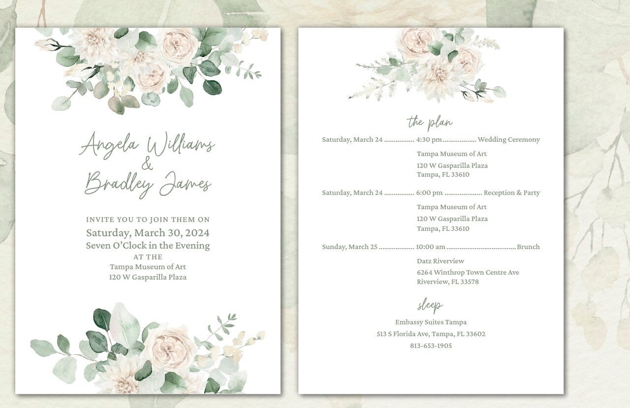 Classic White Flowers Wedding Invitation - Etsy
