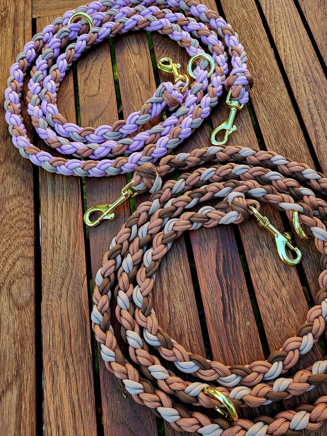 Dog Leashes Paracord Double Set/two Leashes/handmade/with Carabiner ...