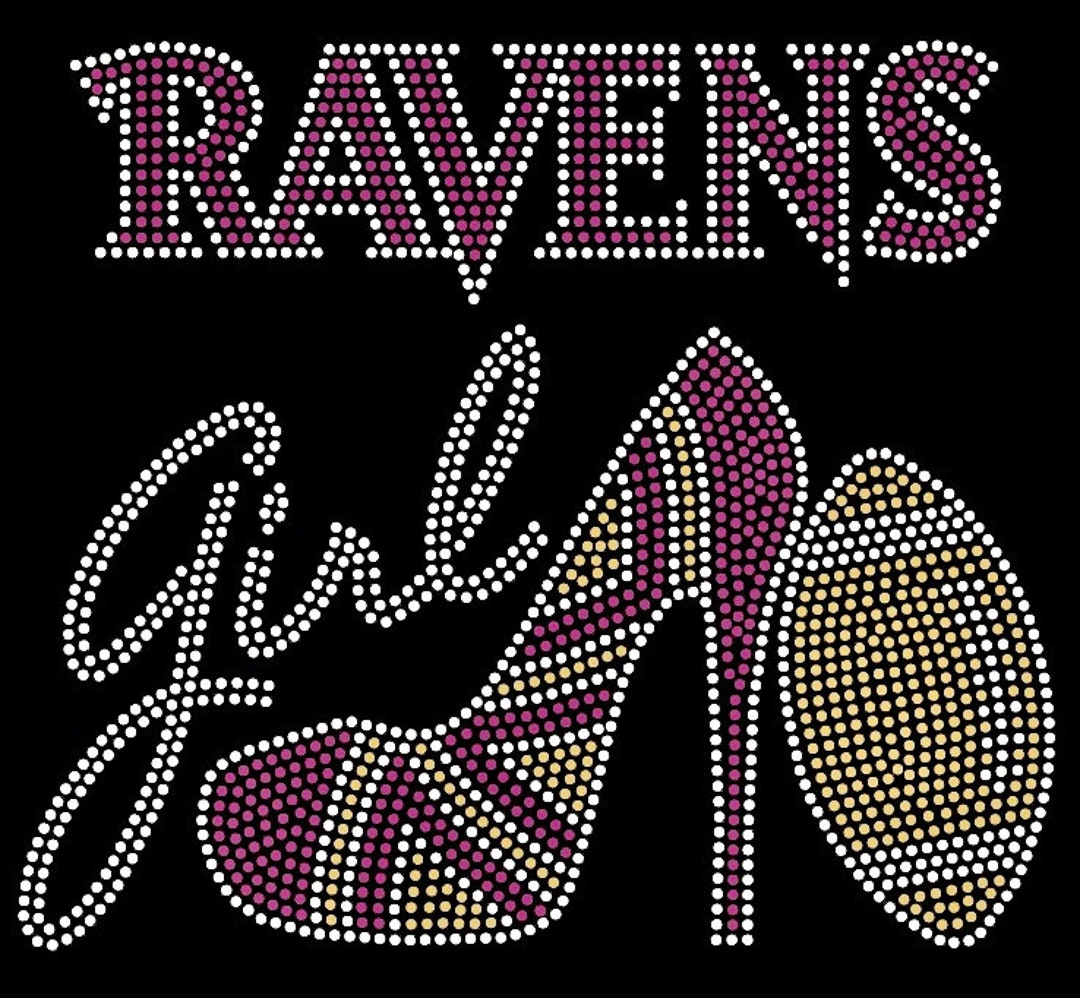Ravens Girl Heel Football Rhinestone Transfer Bling Iron on Hot Fix ...