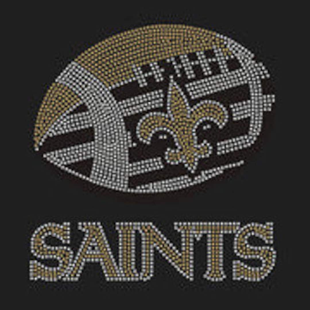 Saints Football Rhinestone Transfer Bling Iron on Hot Fix Heat Press ...