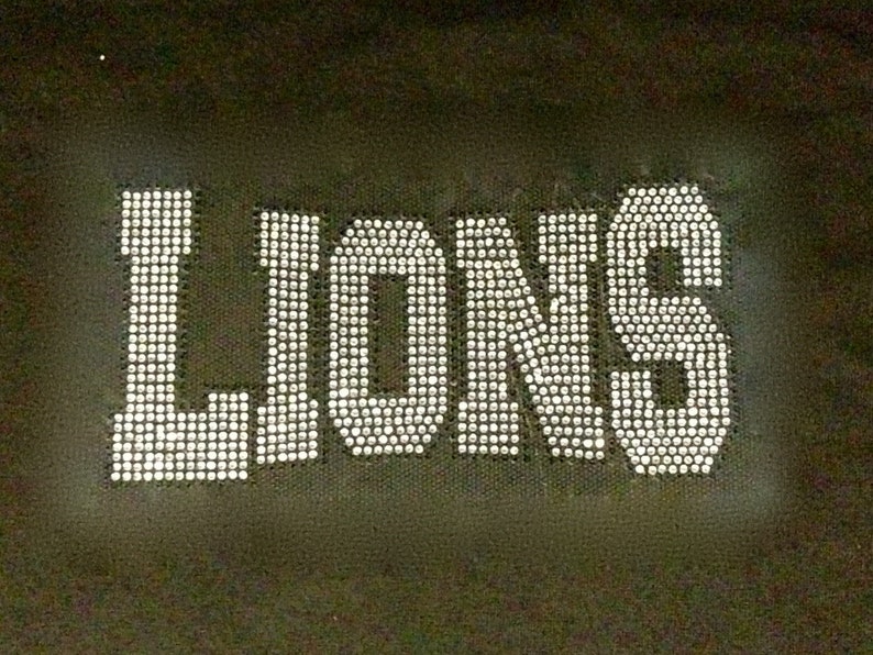 Lions Mascot Football Rhinestone Transfer Bling Iron on Hot Fix Heat ...