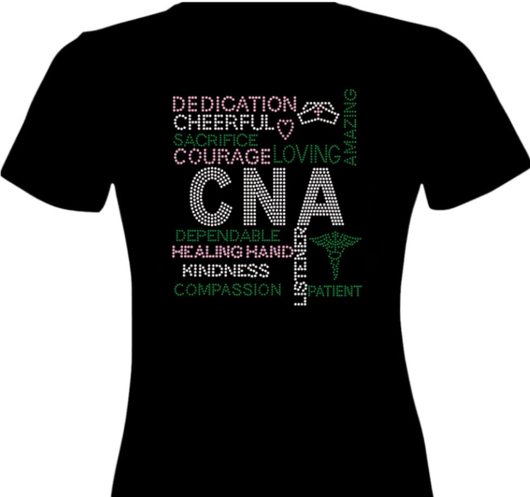 CNA Certified Assistant Nurse Words Rhinestone Transfer Bling Iron on ...