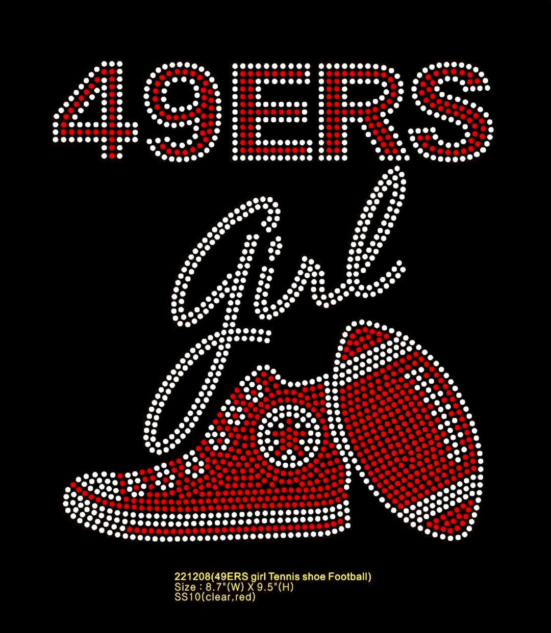 49ERS Girl Tennis Shoe Rhinestone Transfer Iron on Bling - Etsy