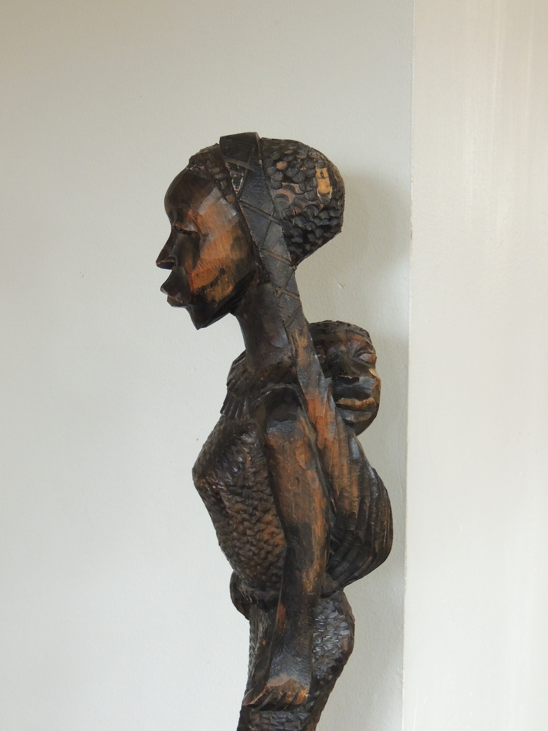 Vintage Large Iron Wood African Masai Tribal Carving of Mother Carrying ...