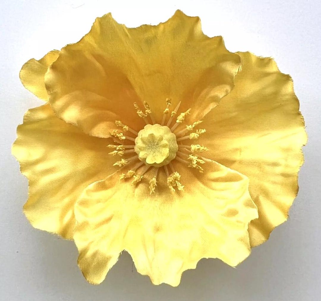 4.25" Golden Yellow Poppy Silk Flower Hair Clip Party Dance Wedding ...