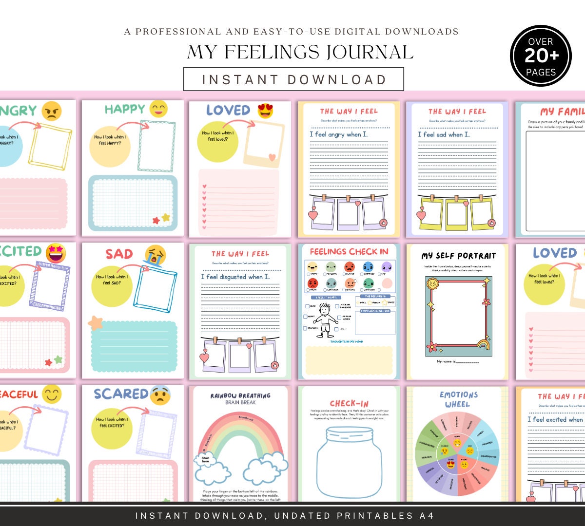 Kids Emotional and Feelings Planner, Kindergarten Workbook | Printable ...