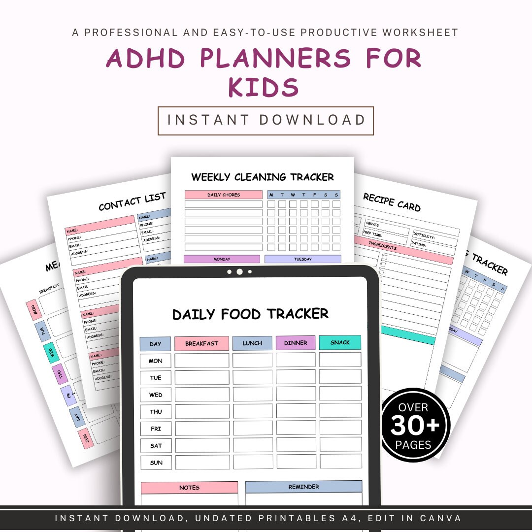 ADHD Planner for Kids, Daily Planner for Children, Student Planner ...