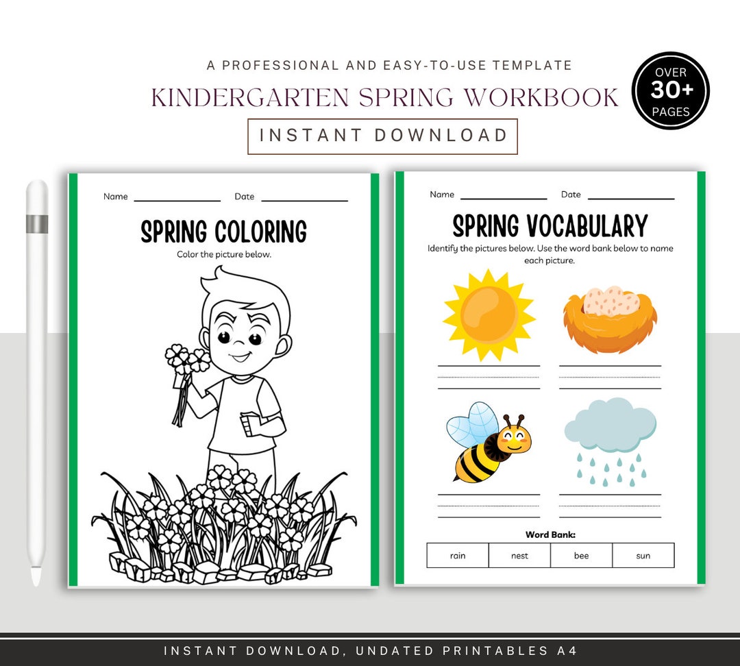 Kindergarten Springs Workbook, Preschool Learning Activity Book ...