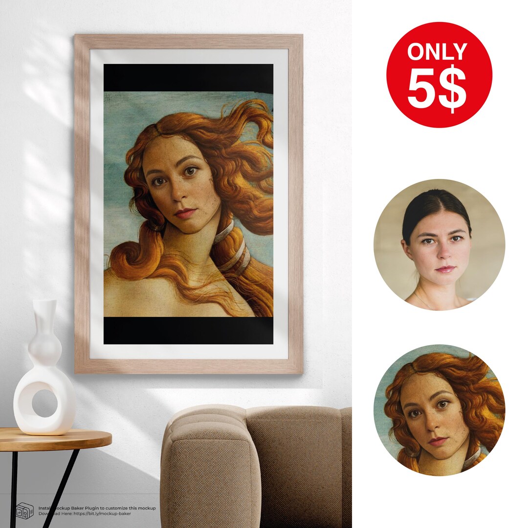 Birth of Venus Face Swap Art Print, Unique Home Decor, Customizable ...