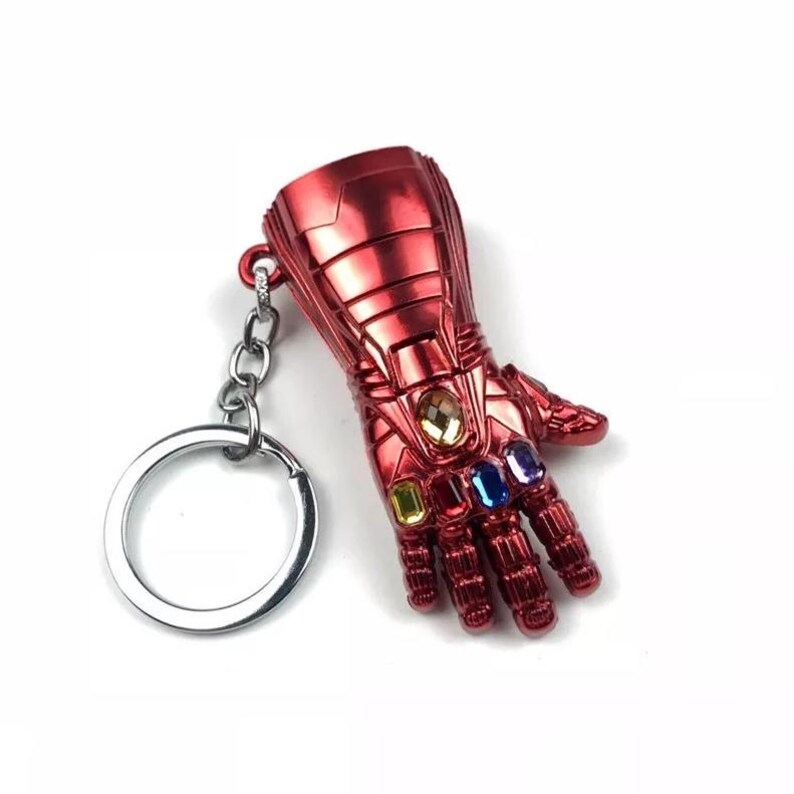 Marvel Avengers Endgame Iron Man Red Infinity Gauntlet Metal Keychain ...