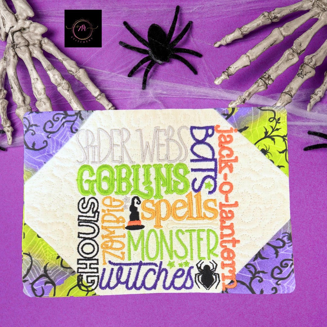 Mug Rug, Halloween Quilted Fabric Coaster, Coffee Mat, Halloween Mug ...