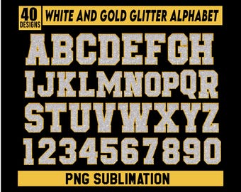 Gold Glitter Letters and Numbers Png Bundle, Gold Glitter Alphabet ...
