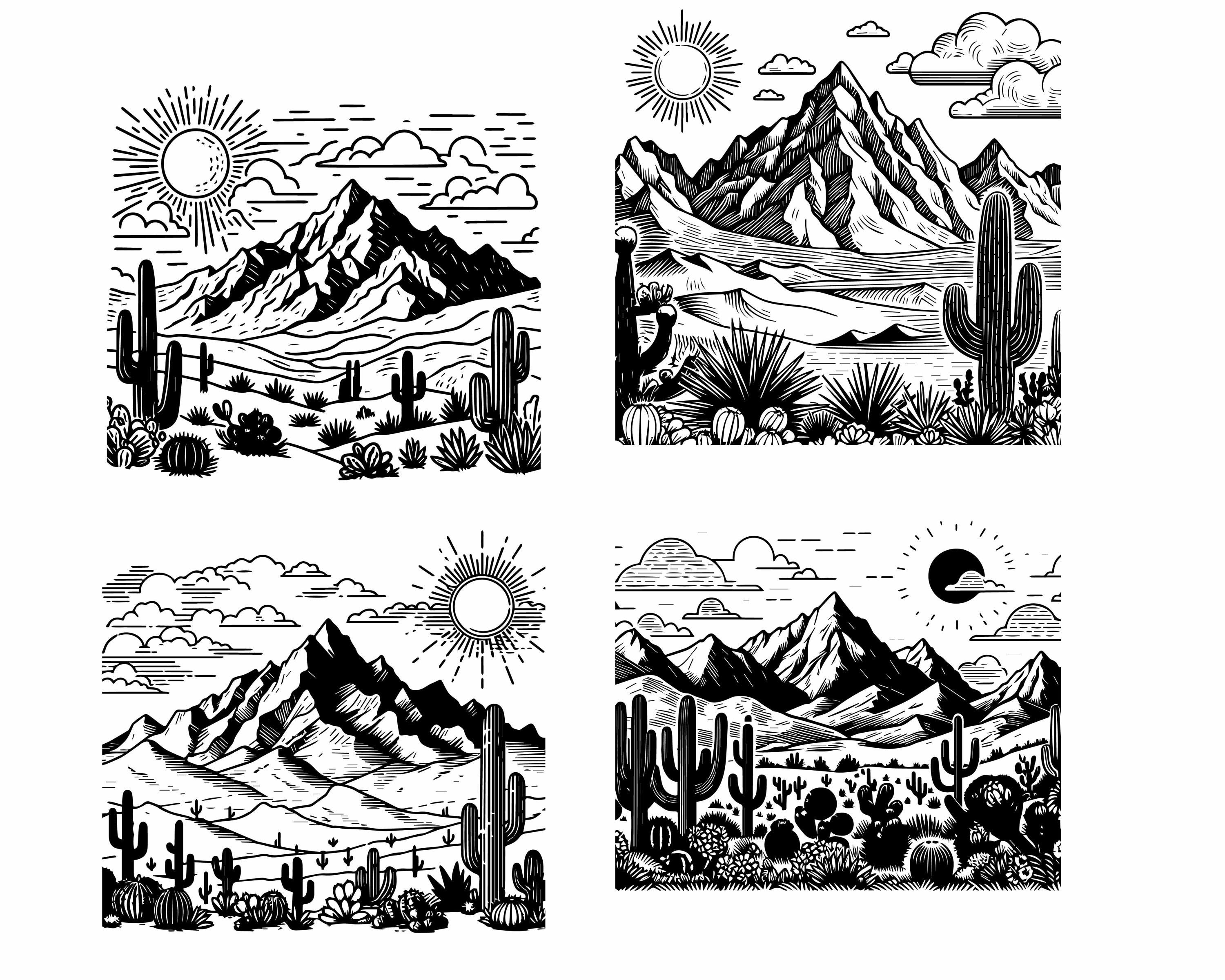 Desert Scene SVG Bundle, Desert Svg, Desert Landscape Clipart, Desert ...