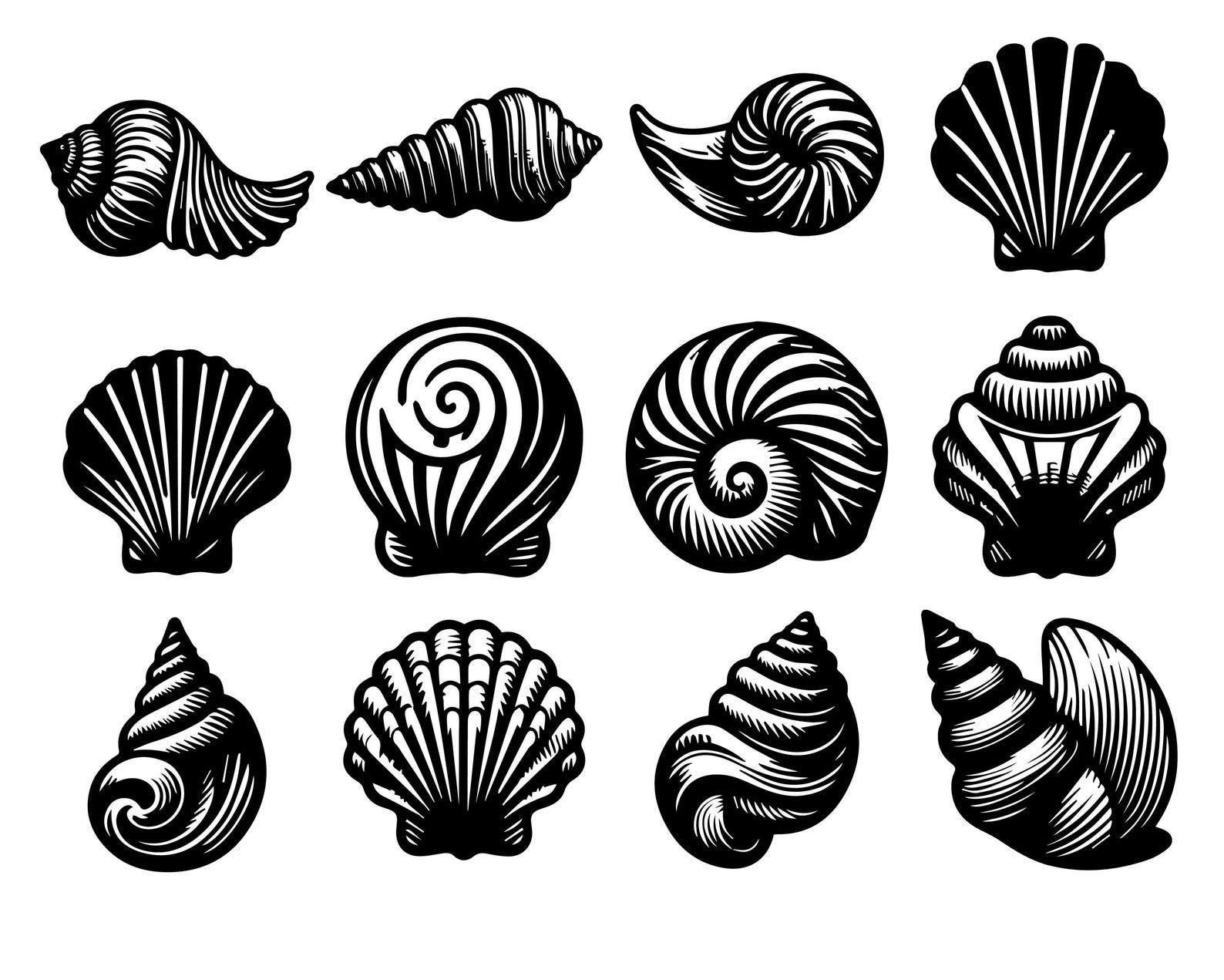 Seashell SVG Bundle, Seashell PNG Bundle, Sea Shell Vectors, Beach ...