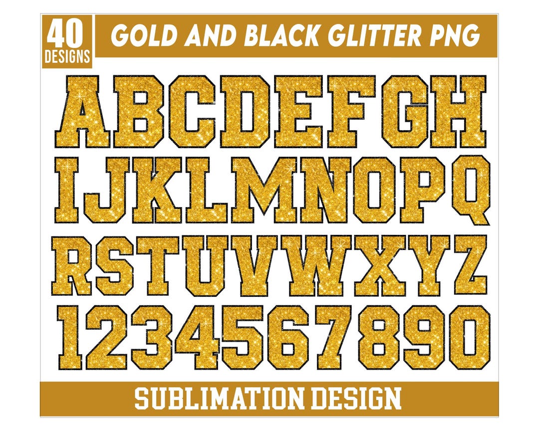 Black and Gold Alphabet Bundle, Gold Glitter Alphabet, Sparkle Clip Art ...