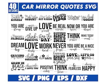 Rearview Mirror Design Svg Bundle, Car Mirror Saying Svg, Mirror Decal ...