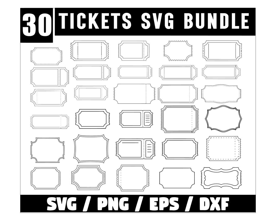 Ticket Template Bundle Svg, Empty Event Ticket, Ticket SVG, Coupon Cut ...