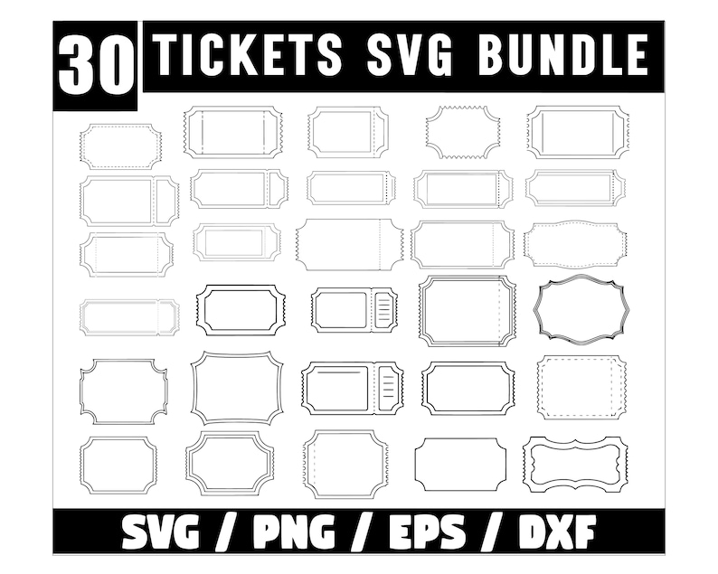Ticket Template Bundle Svg, Empty Event Ticket, Ticket SVG, Coupon Cut ...