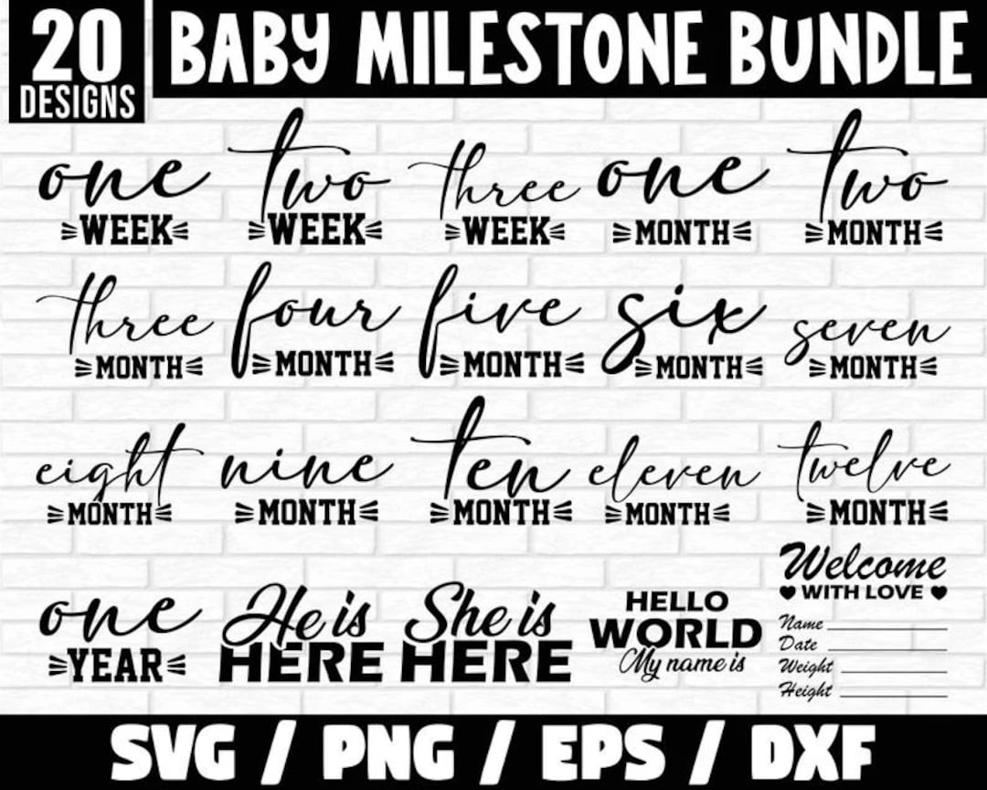 Baby Milestone Svg Bundle, Baby Monthly Milestone Rounds SVG, Milestone ...