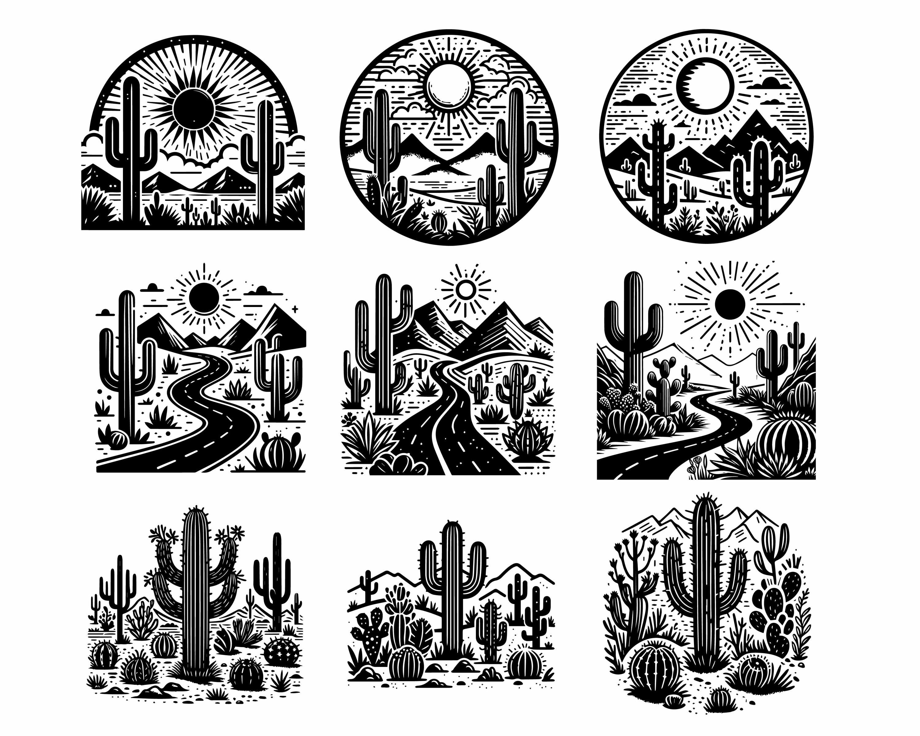 Desert Scene SVG Bundle, Desert Svg, Desert Landscape Clipart, Desert ...