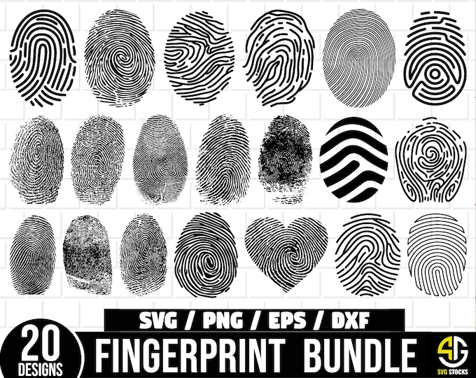 Fingerprint SVG Bundle, Biometric Svg, Fingerprint Dxf, Fingerprint Png ...