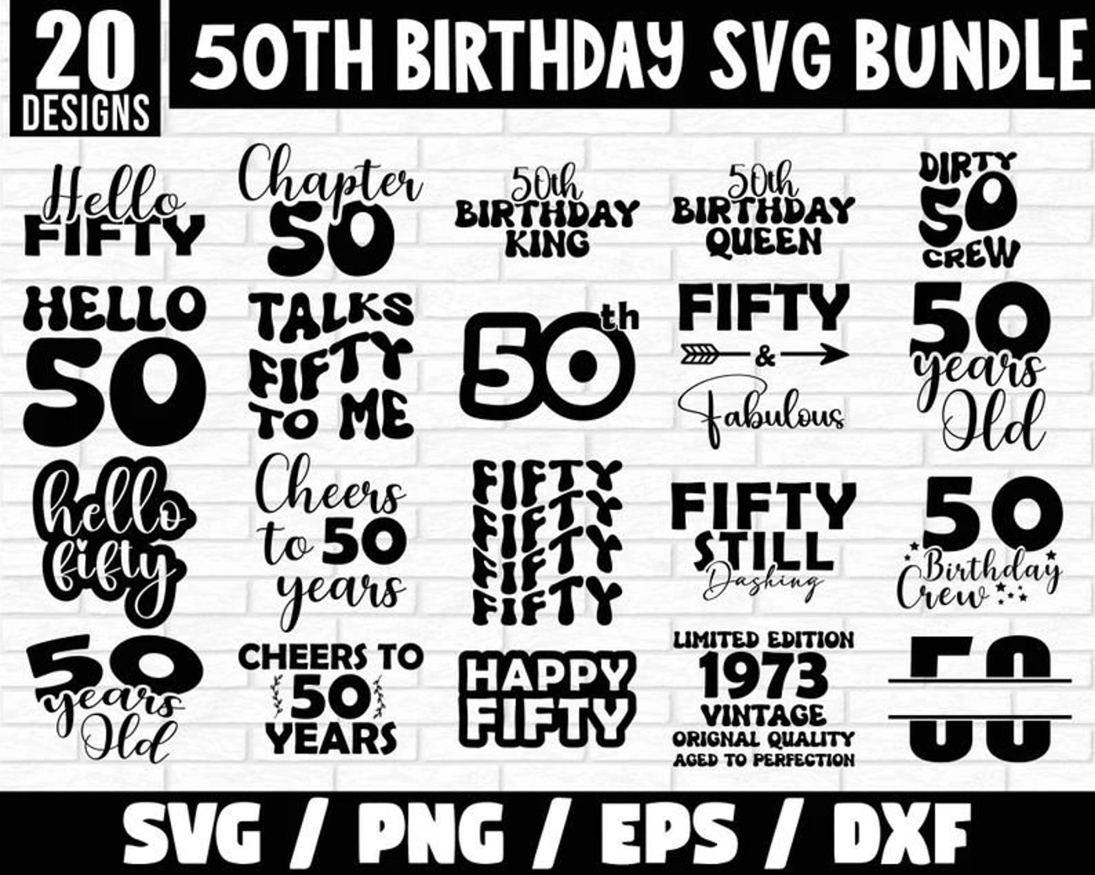 50th Birthday SVG Bundle, 50th Birthday Svg, Vintage 1972 Svg, Fifty ...