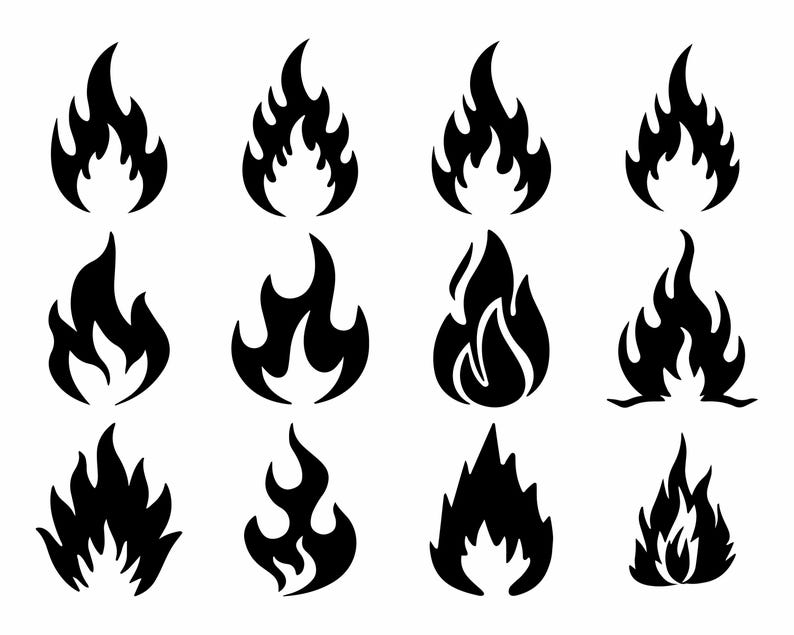 Fire Flame SVG Bundle, Flames Frame Svg, Fire Frame Svg, Fire Png, Fire ...