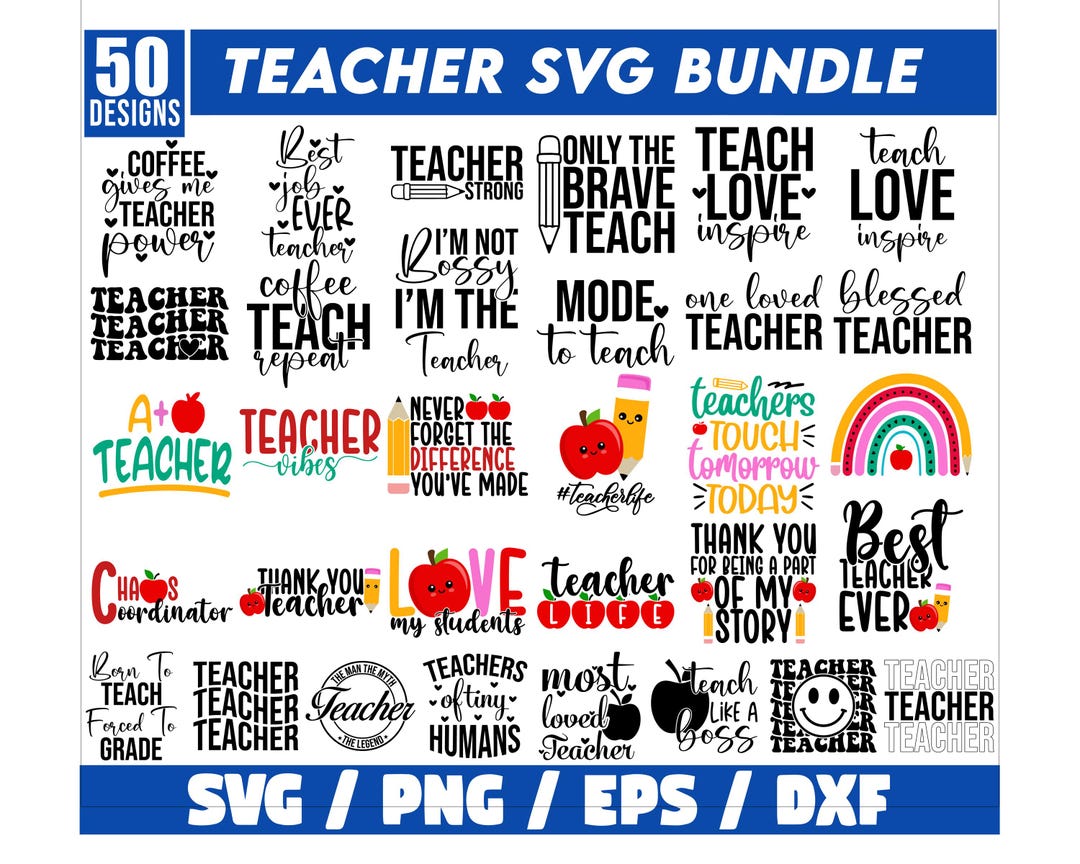 Teacher Svg Bundle, Teacher Quote Svg, Teacher Life Svg, Back to School ...
