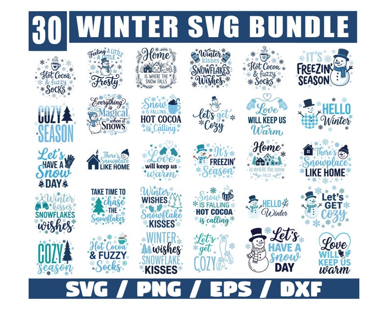 Winter Bundle Svg, Christmas Svg Bundle, Winter Sweatshirt Svg, Snowman ...