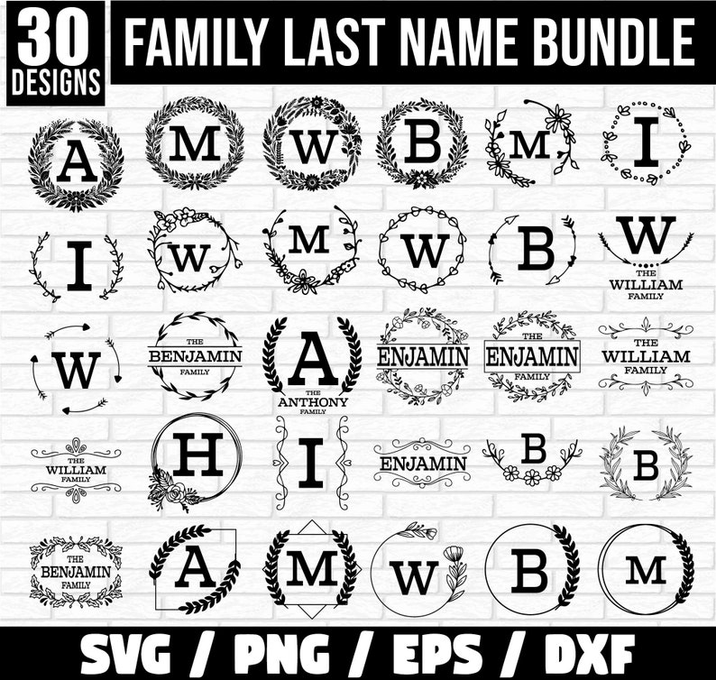 Family Name Monogram SVG Bundle, 30 Design, Family Monogram Sign ...