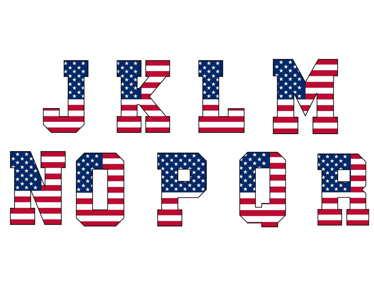 USA FLAG ALPHABET Svg, America Alphabet, American Font, American Flag ...