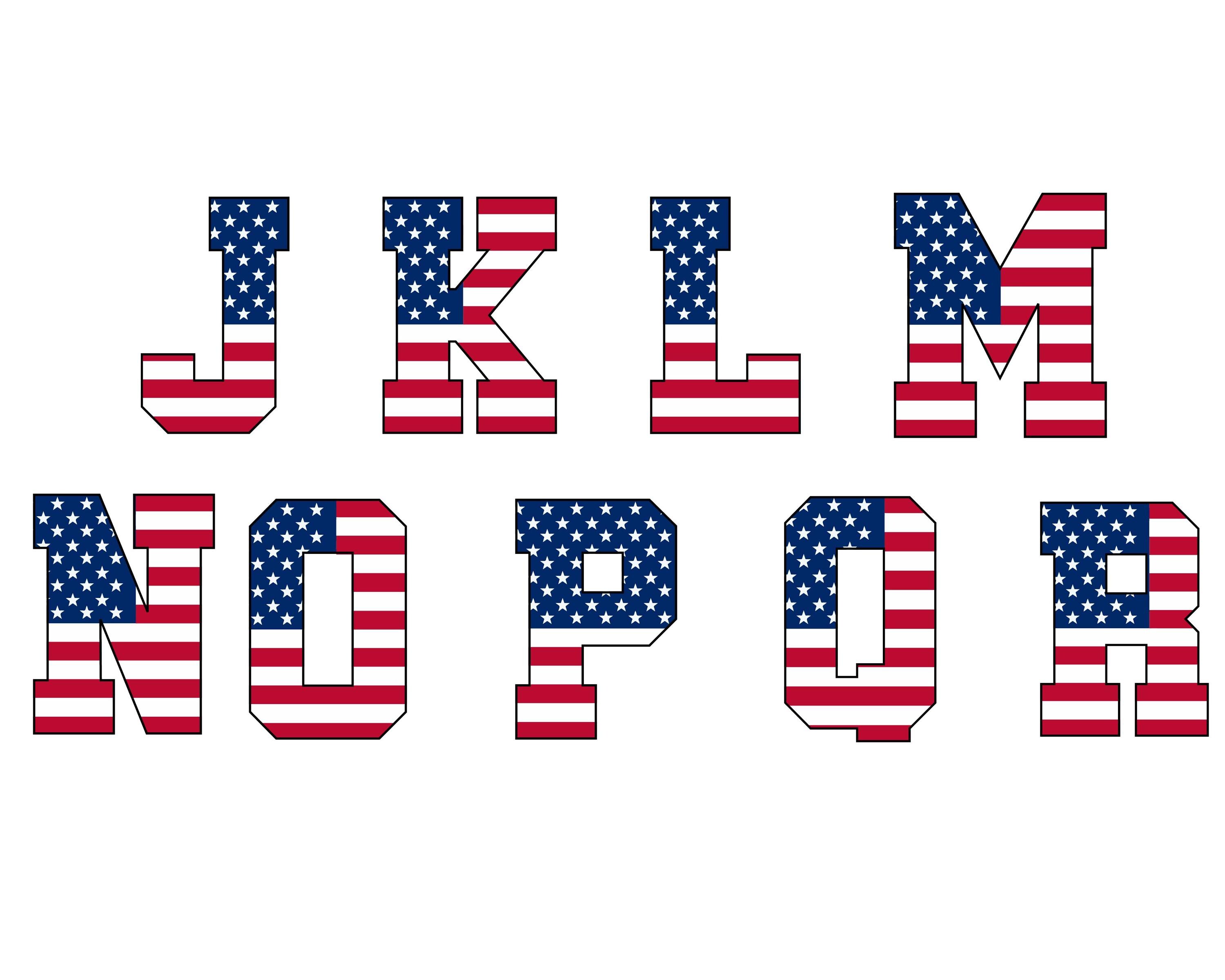 USA FLAG ALPHABET Svg, America Alphabet, American Font, American Flag ...