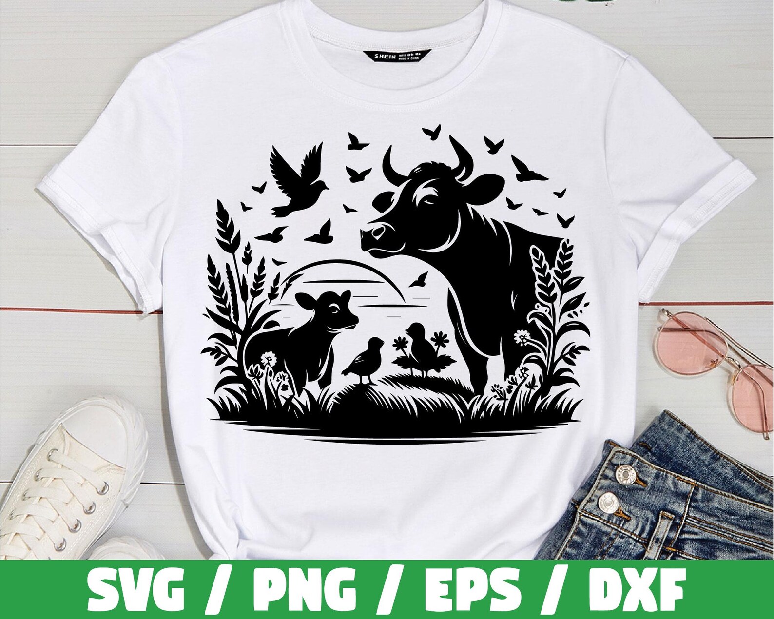 Dairy Cow Farm Scene, Barn Sign Svg, Cute Cow Svg, Cow Behind Fence ...