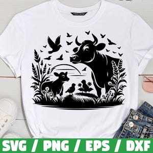 Dairy Cow Farm Scene, Barn Sign Svg, Cute Cow Svg, Cow Behind Fence ...