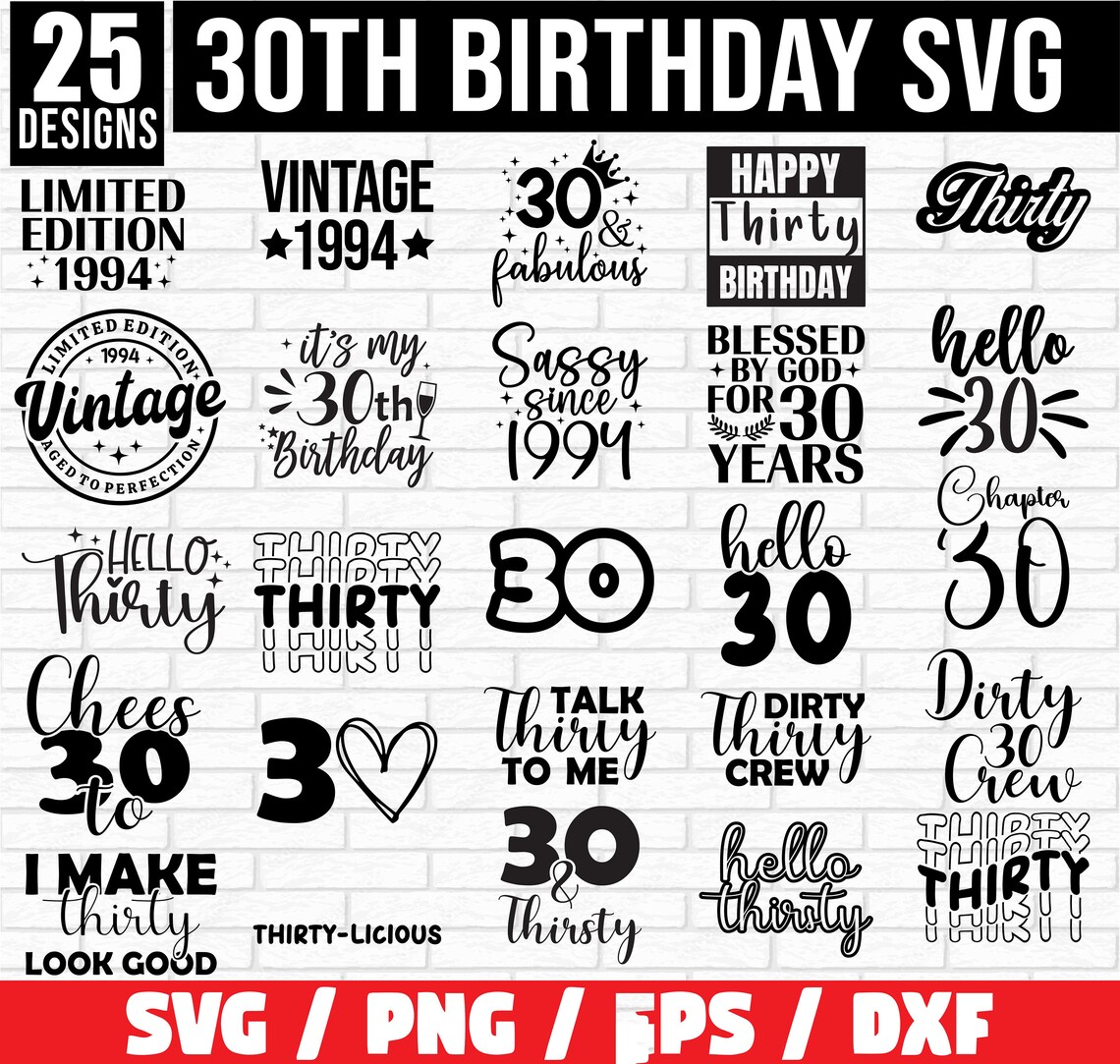 30th Birthday SVG Bundle, Thirty SVG Bundle, 30th Birthday Svg, Hello ...