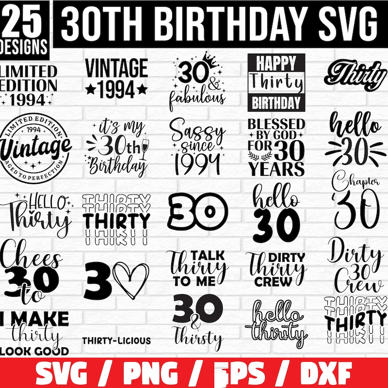 30th Birthday Svg - Etsy