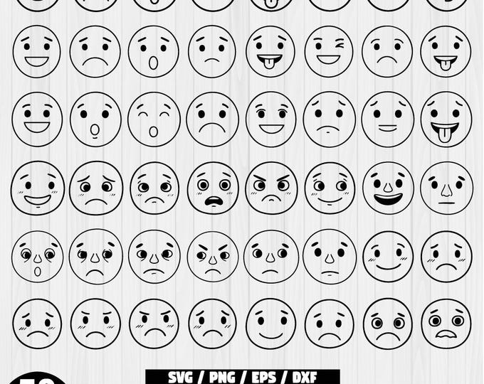 Mega Emoji Face SVG Bundle, Emoji Svg Bundle, Emoji PNG Bundle, Emoji ...