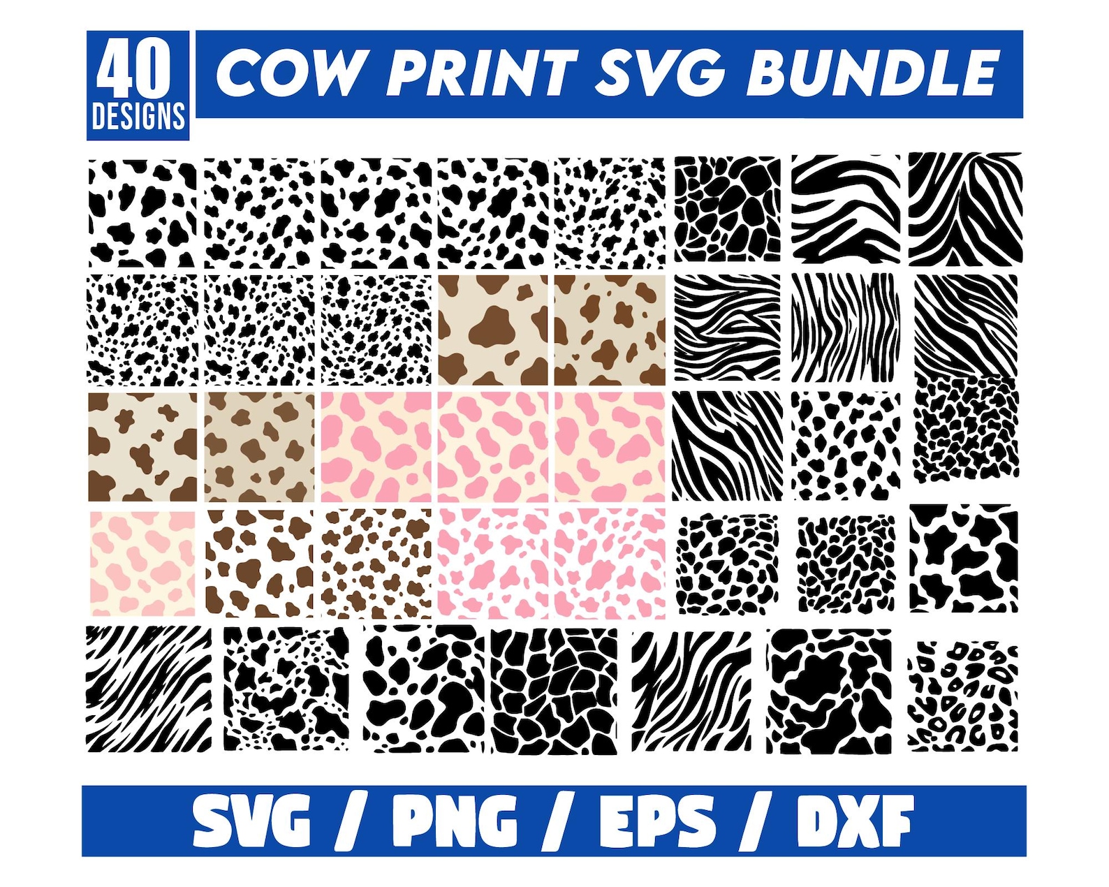 Cow Print Svg Png Bundle, Cow Texture Svg, Farm Animal Png, Cow Print ...