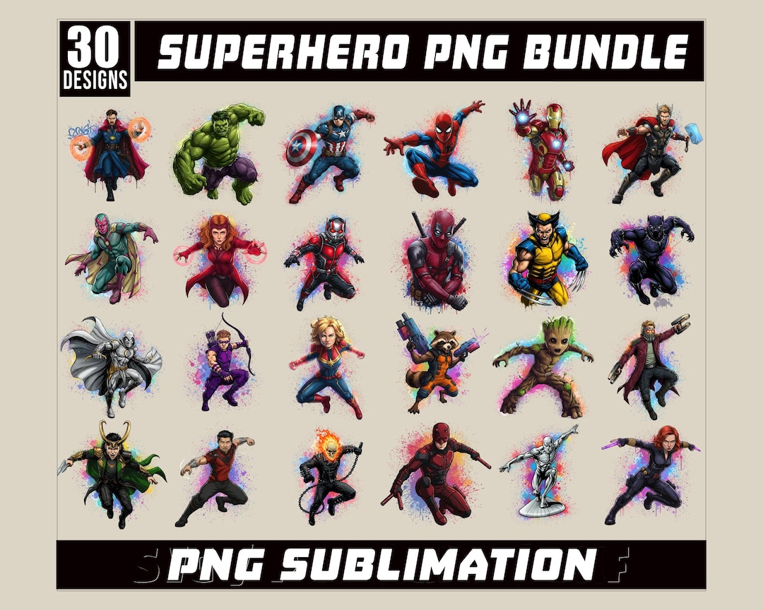Superhero PNG Bundle, Character Png Pack, Heroes Png Set, Best-selling ...