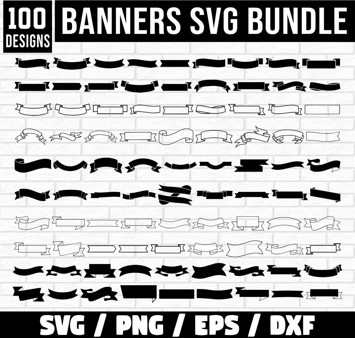 Banner Svg Bundle, Ribbon Svg, Banner Vector, Banner Outline, Banner ...