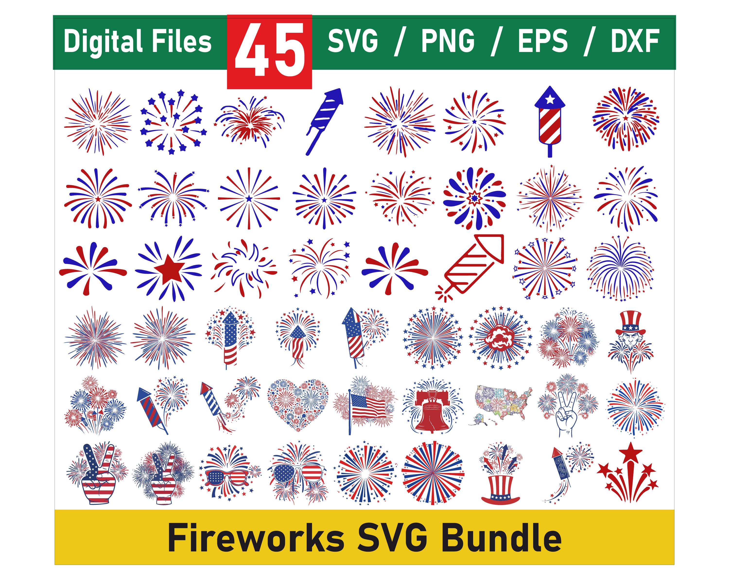 Fireworks SVG Bundle, Firecracker SVG, Firework Elements, Independence ...