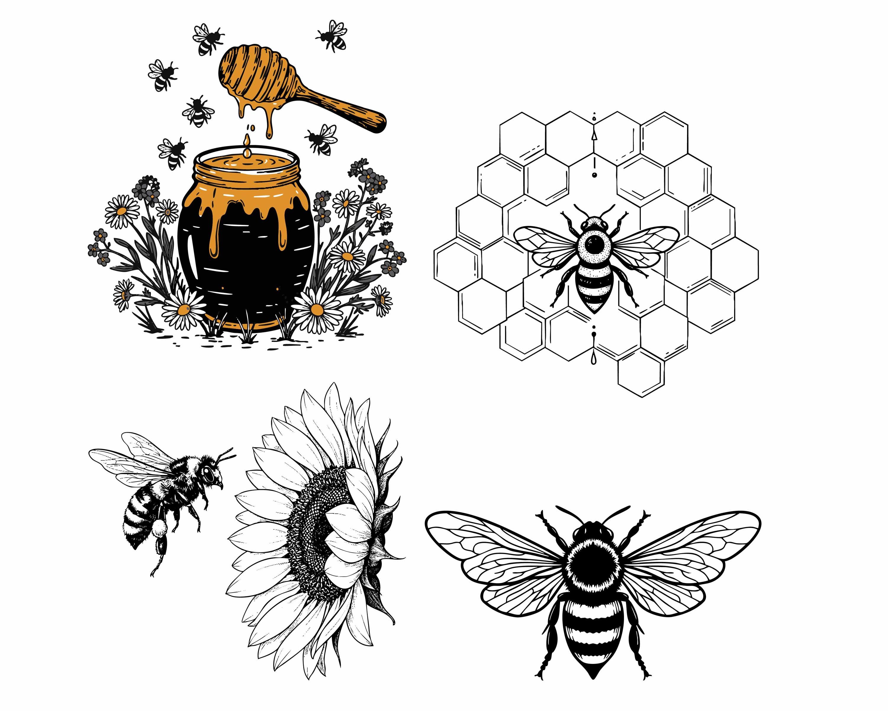 Bee Svg Bundle, Bee and Flower Svg, Bee Clipart, Bee Cut Files for ...