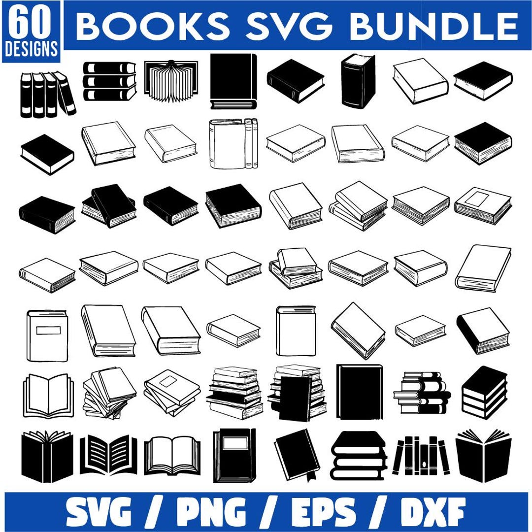 Book Svg Bundle, Book Lover Svg, Book Svg Cut Files, Books Silhouette ...