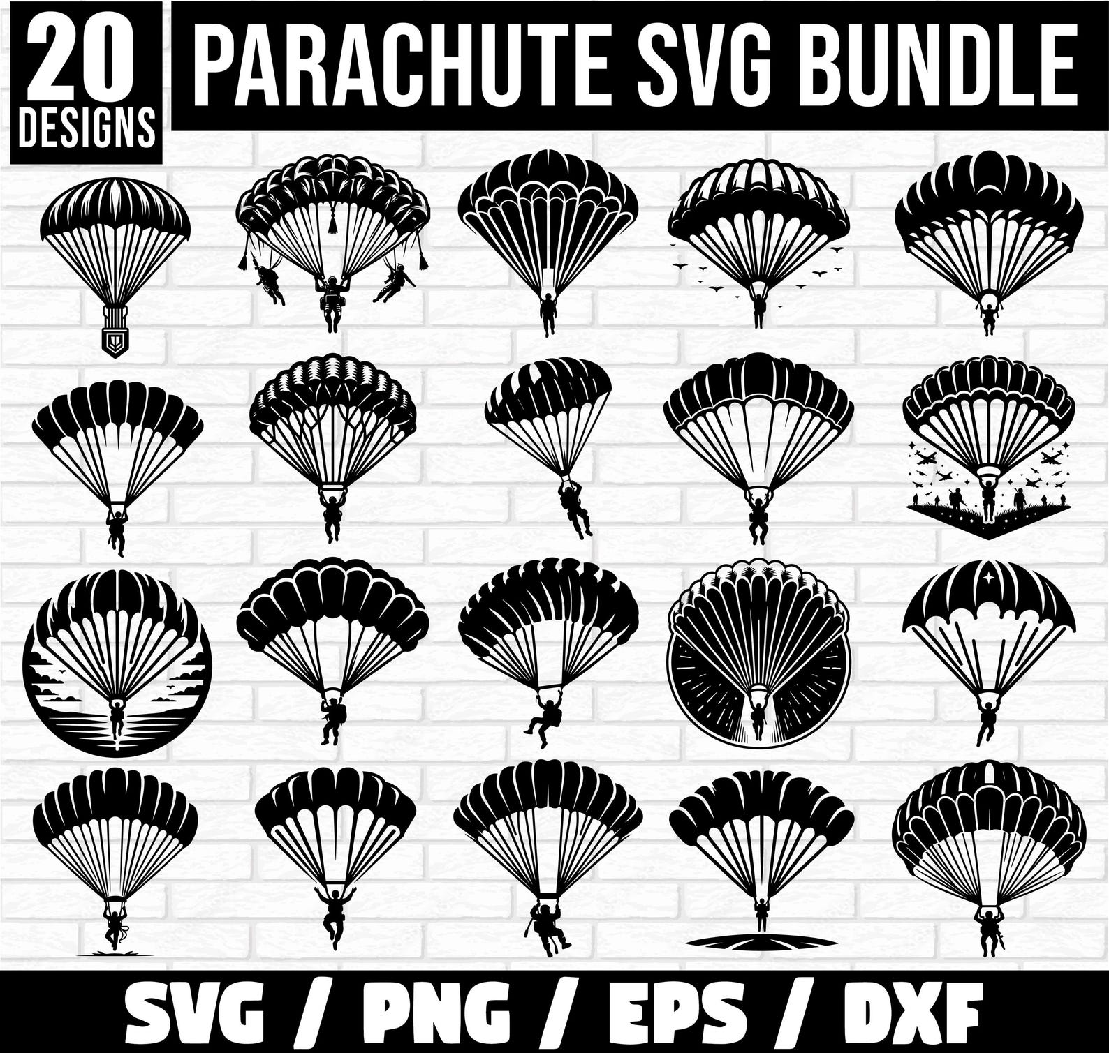 Parachute Svg Bundle, Paramotor Png, Paramotor Pilot Svg, Parachute ...