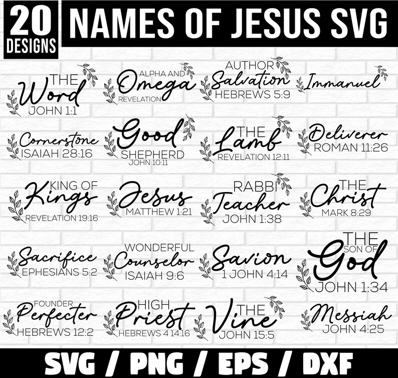 Names of Jesus Svg Bundle, Names of Jesus Ornaments Bundle SVG & PNG ...