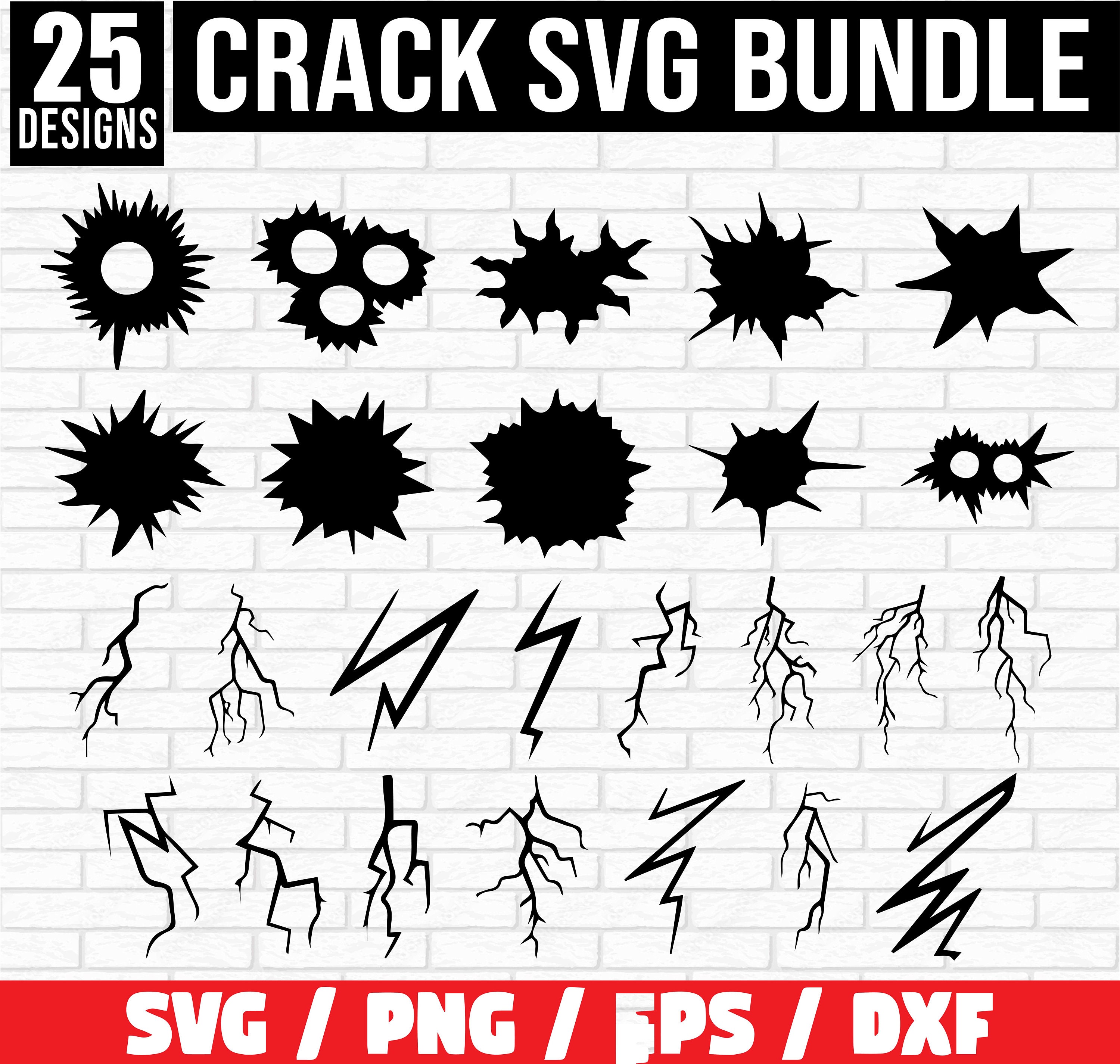 Crack SVG Bundle, Cracks Svg, Wall Crack Svg, Crack Dxf, Crack Png ...