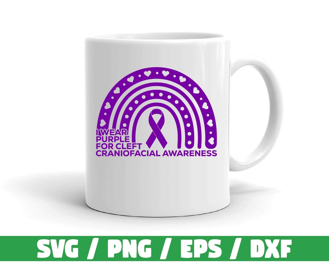 Cleft Craniofacial Awareness Svg Bundle, Purple Ribbon Svg, Cleft ...