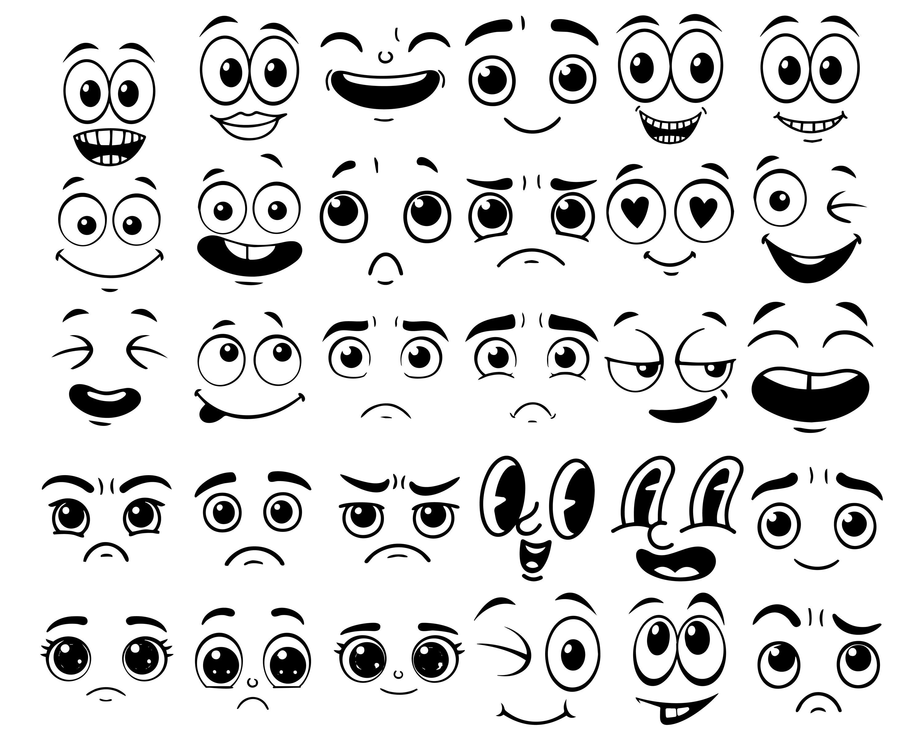 Cartoon Faces Svg, Cartoon Emotion Faces SVG Bundle, Cartoon Face ...