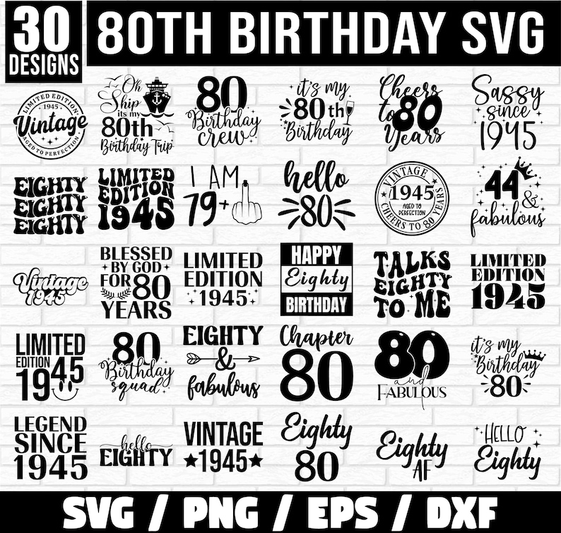 80th Birthday Svg Bundle, Hello Eighty Svg, 80 and Fabulous SVG ...
