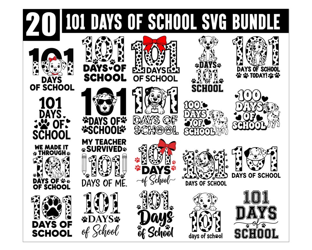 101 Days of School Svg Bundle, Dalmatian Theme SVG, Kindergarten Svg ...